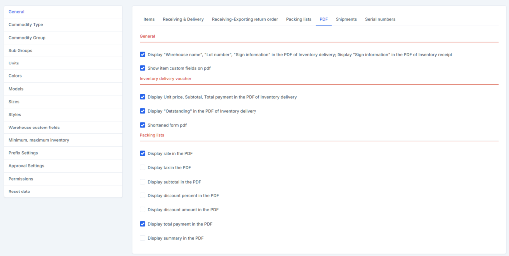 Paramètre PDF - Quik Gest